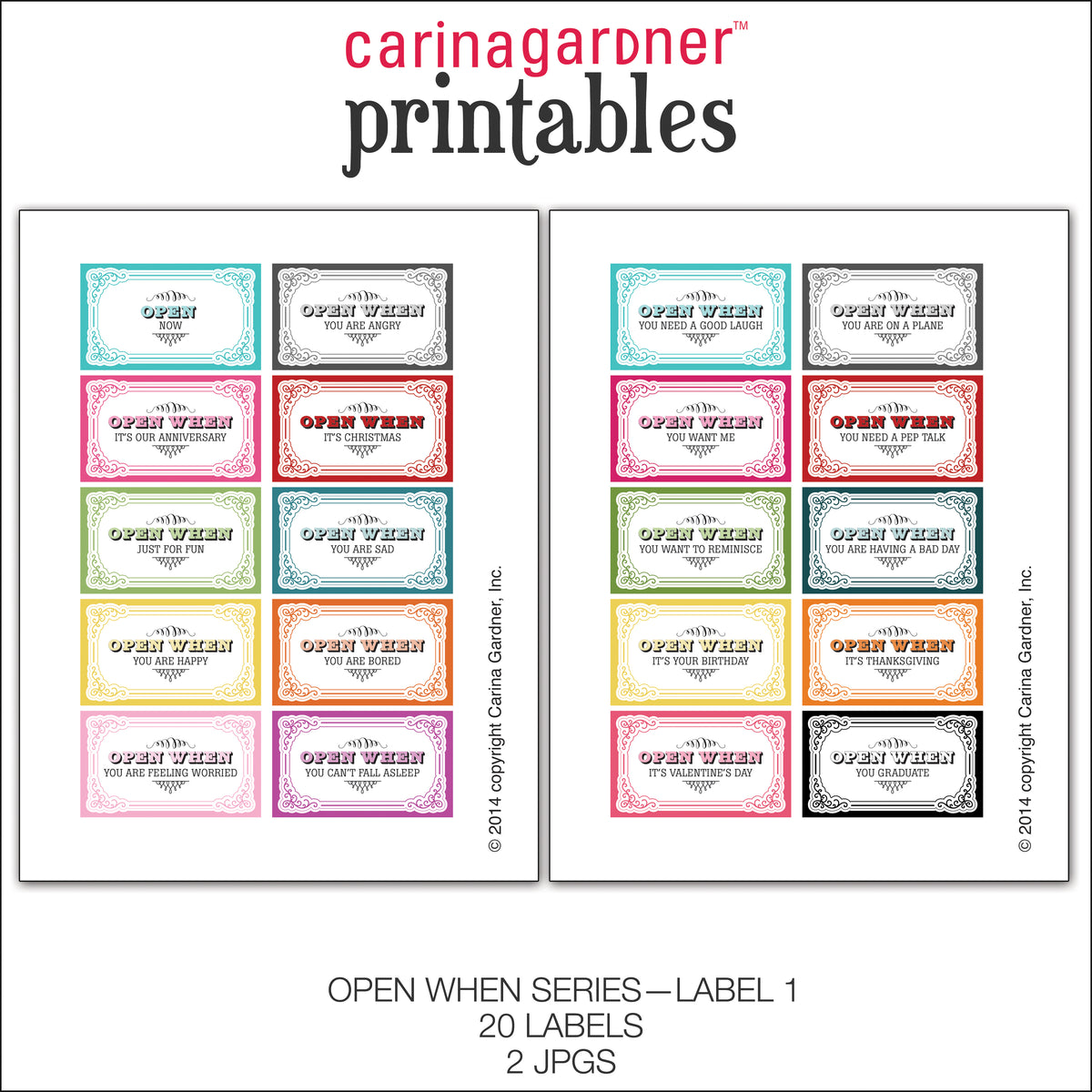 Open When Printable - Labels 1 - Digital Download – carinagardnershop